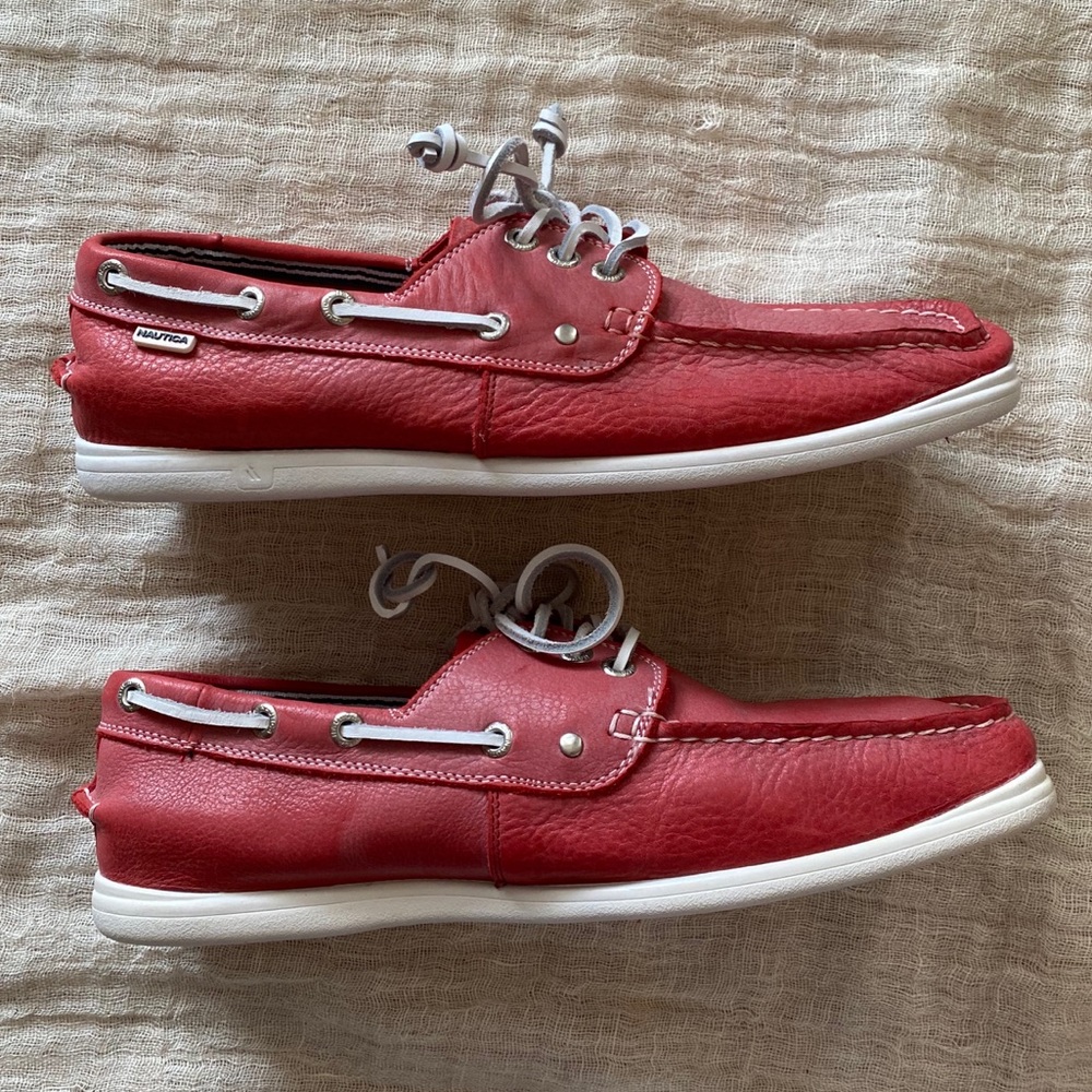 Nautica Red Boat Shoe With White Thread - Gem